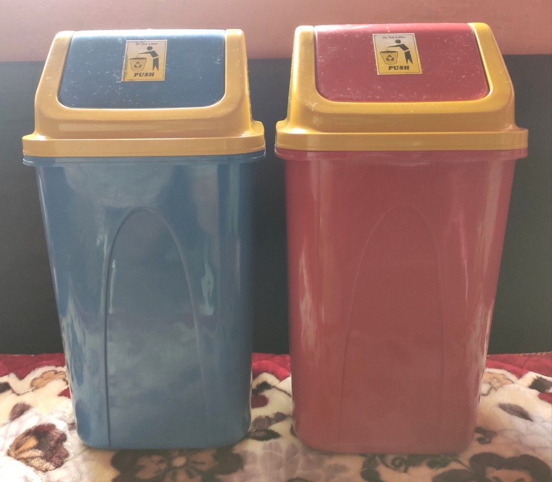 Square Garbage Bin with Swing Cover 11L Large Capacity Garbage Can ...