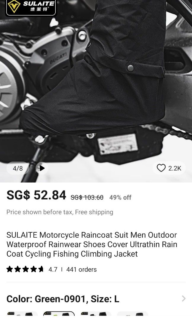 SULAITE Raincoat, Motorcycles, Motorcycle Apparel on Carousell