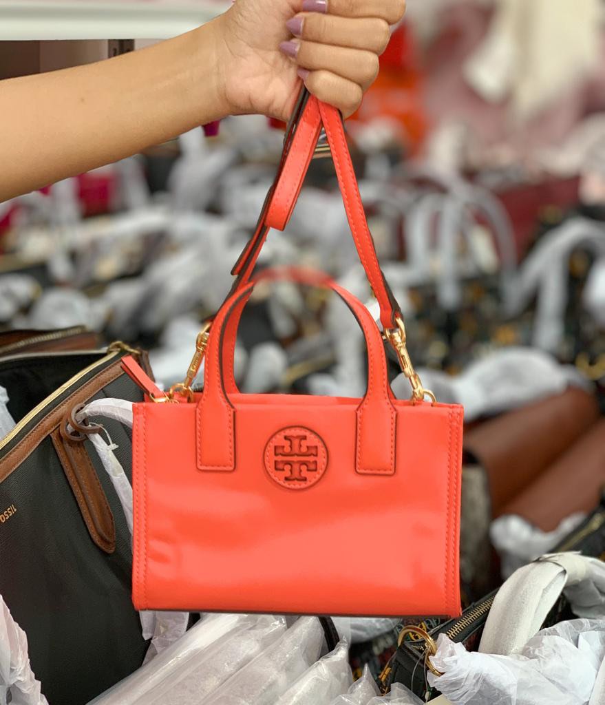 Tory burch Tb Ella nylon mini tote bag poppy red, Barang Mewah, Tas & Dompet di Carousell