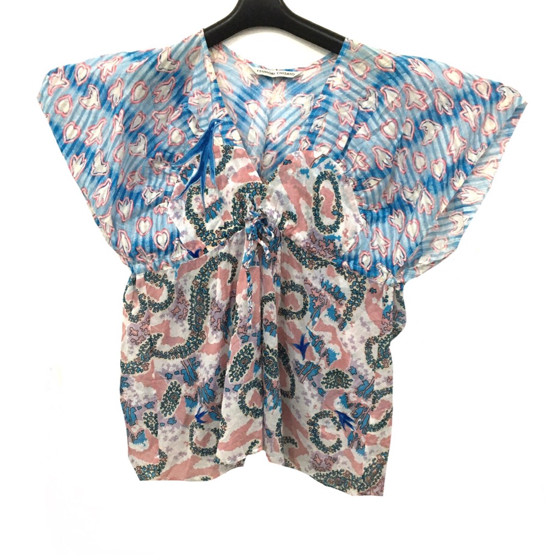 Tsumori Chisato Japan Summer Sheer Ultralight Butterfly Sleeve Tops on ...