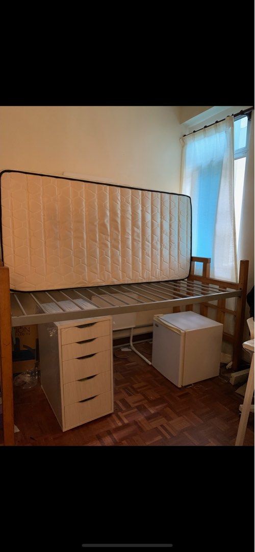 Unique elevated raised tall single bed with storage space underneath ...