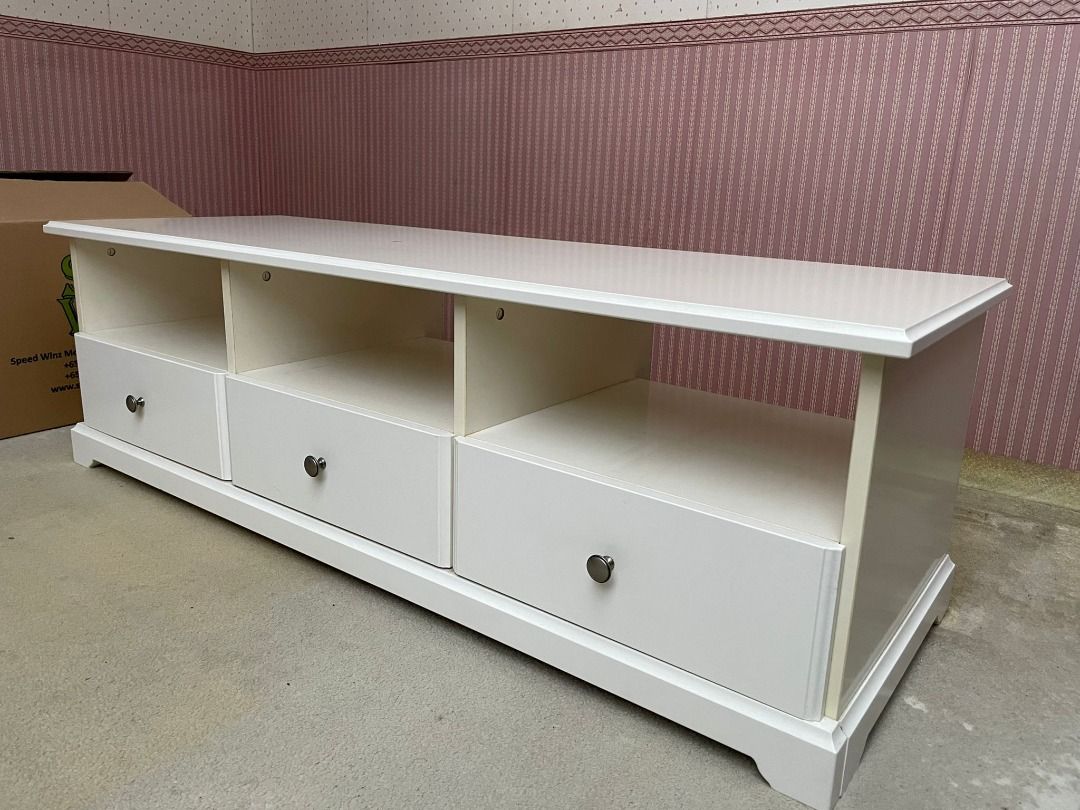 White TC console (Wooden), Furniture & Home Living, Furniture, TV ...