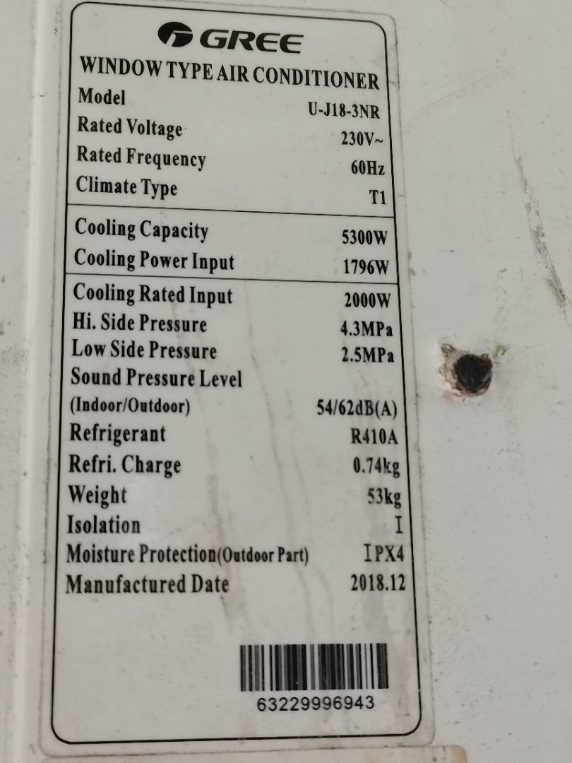 2 Hp GREE Window Type Non Inverter Aircon, TV & Home Appliances, Air ...