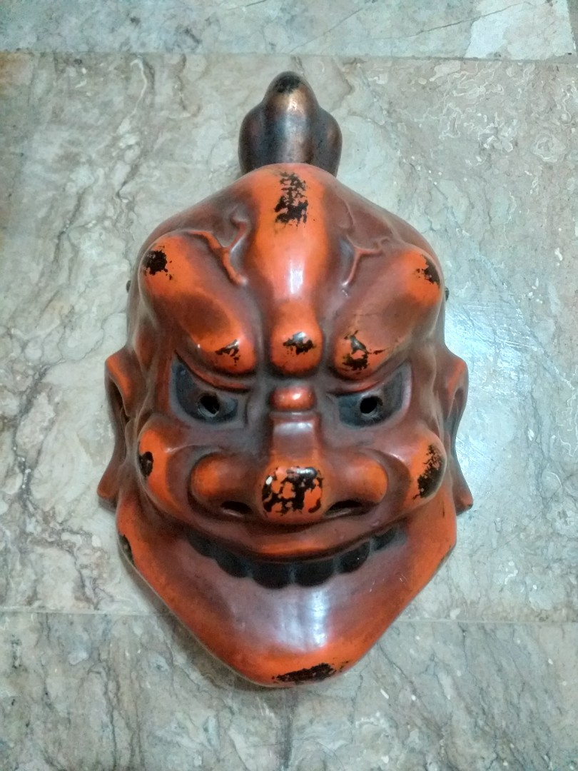 Agyo Mask Nio Guardian Noh Theatre Japan Vintage Display Art Deco ...