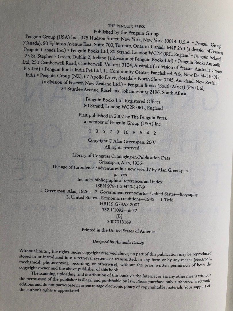Alan Greenspan - the age of turbulence. Adventures in a new world ...
