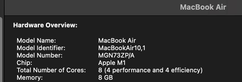 Apple Mac book Air M1 chip 8Core CPU/8Core GPU / 512GB / 8GB Ram ...