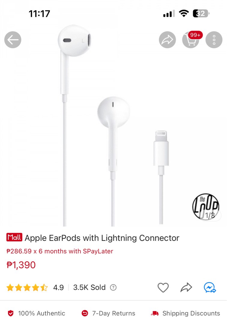 Authentic Apple EarPods with Lightning Connector Mall Price: P1,399 Our ...