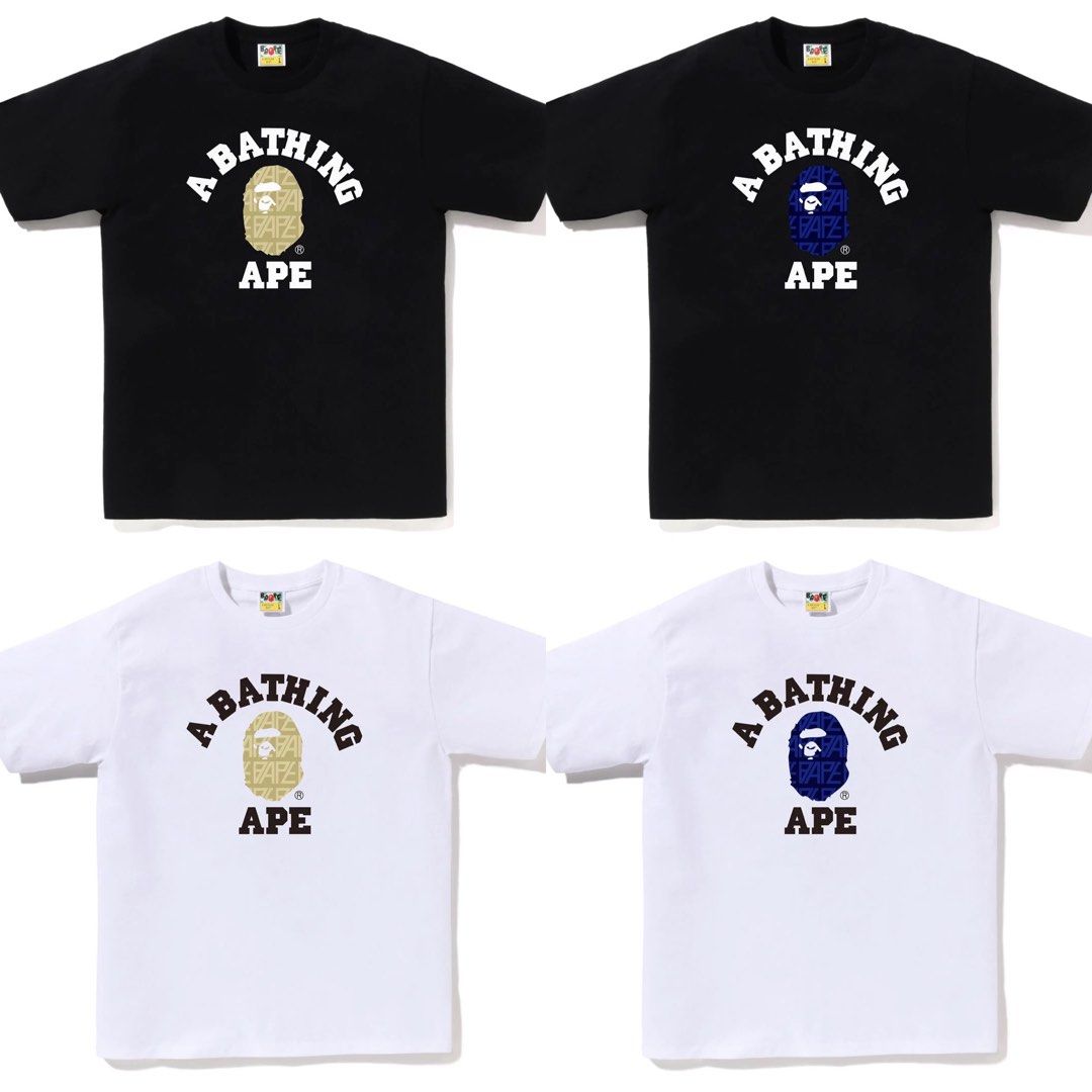 BAPE LOGO MONOGRAM COLLEGE TEE, Men's Fashion, Tops & Sets, Tshirts ...