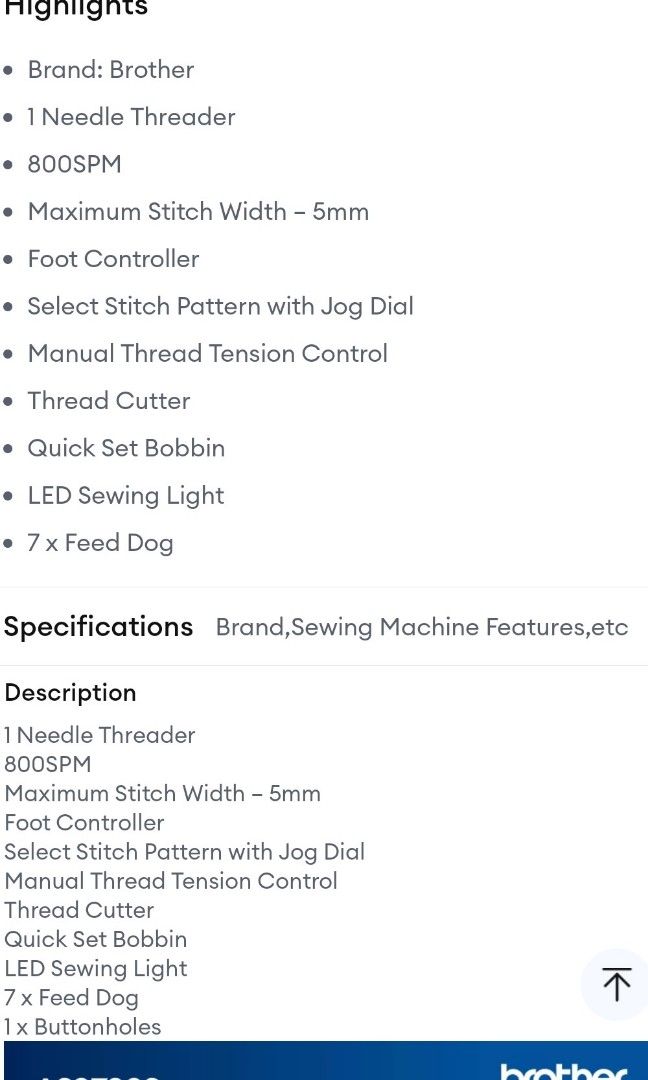 Brother Sewing machine AS2730S, Hobbies & Toys, Stationery & Craft ...