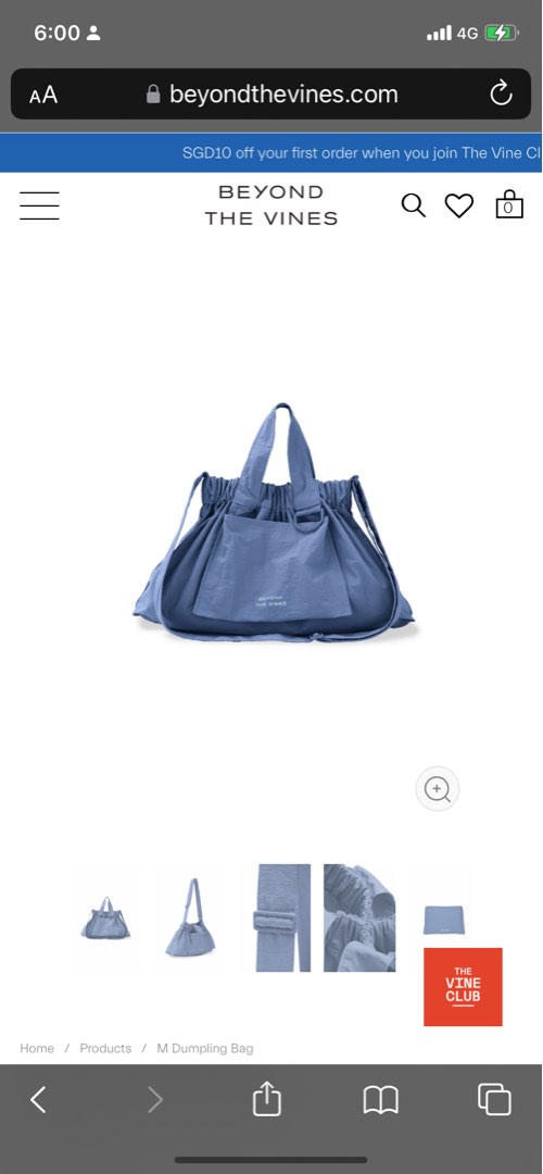BTV STEEL BLUE DUMPLING BAG (M) beyond the vines, Women's Fashion, Bags ...