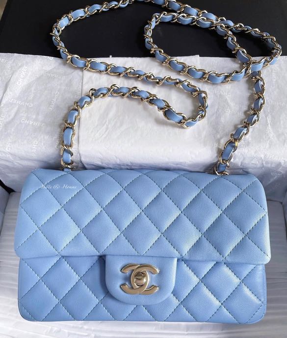 Chanel Baby Blue Rectangular Flap, Luxury, Bags & Wallets on Carousell
