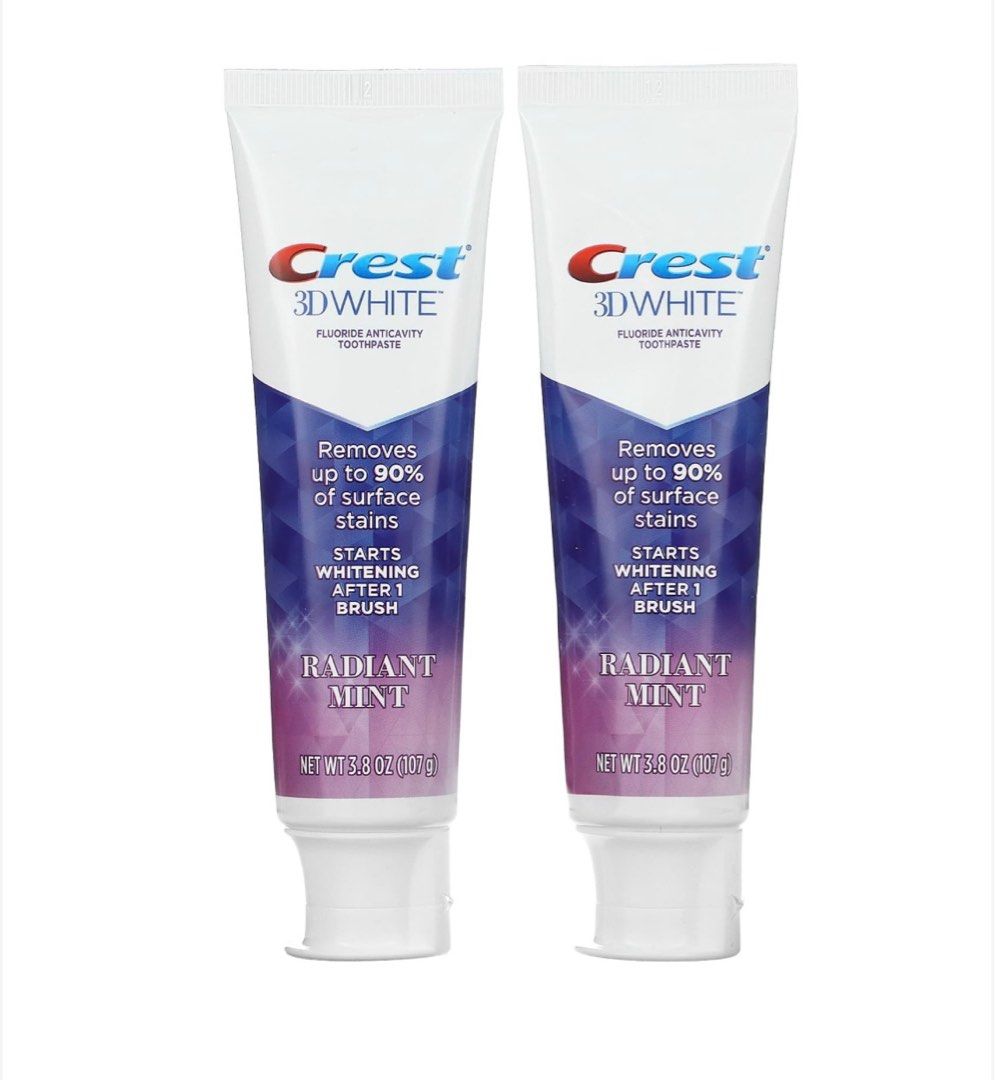 CREST 3D WHITE TOOTHPASTE RADIANT MINT 3.8 oz, 107g (IMPROVED FORMULA ...