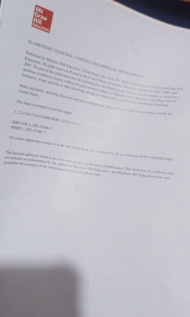 Elementary Statistics A Step by Step Approach Ninth Edition, Hobbies ...