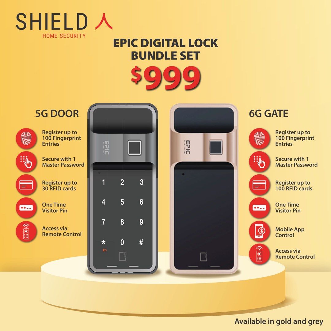Epic digital locks bundle (5G door + 6G gate), Furniture & Home Living ...