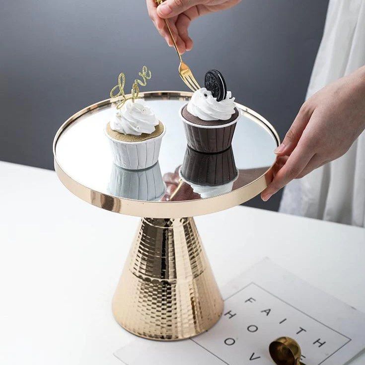 Gold Mirror Cake Stand, Furniture & Home Living, Kitchenware ...