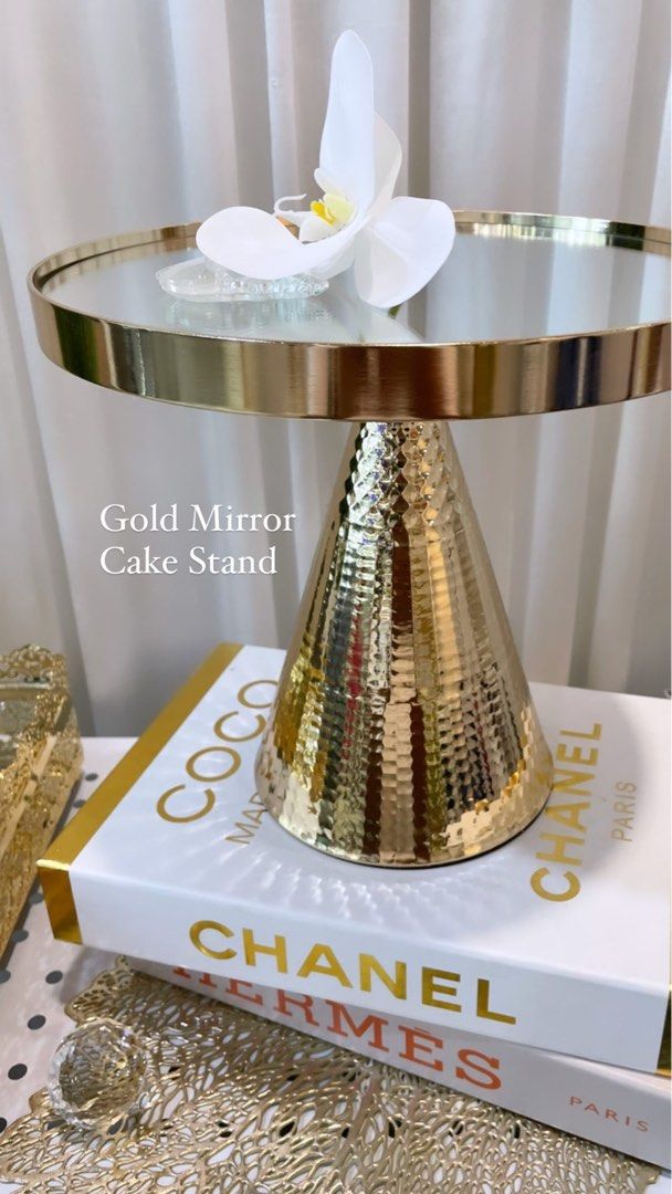 Gold Mirror Cake Stand, Furniture & Home Living, Kitchenware ...