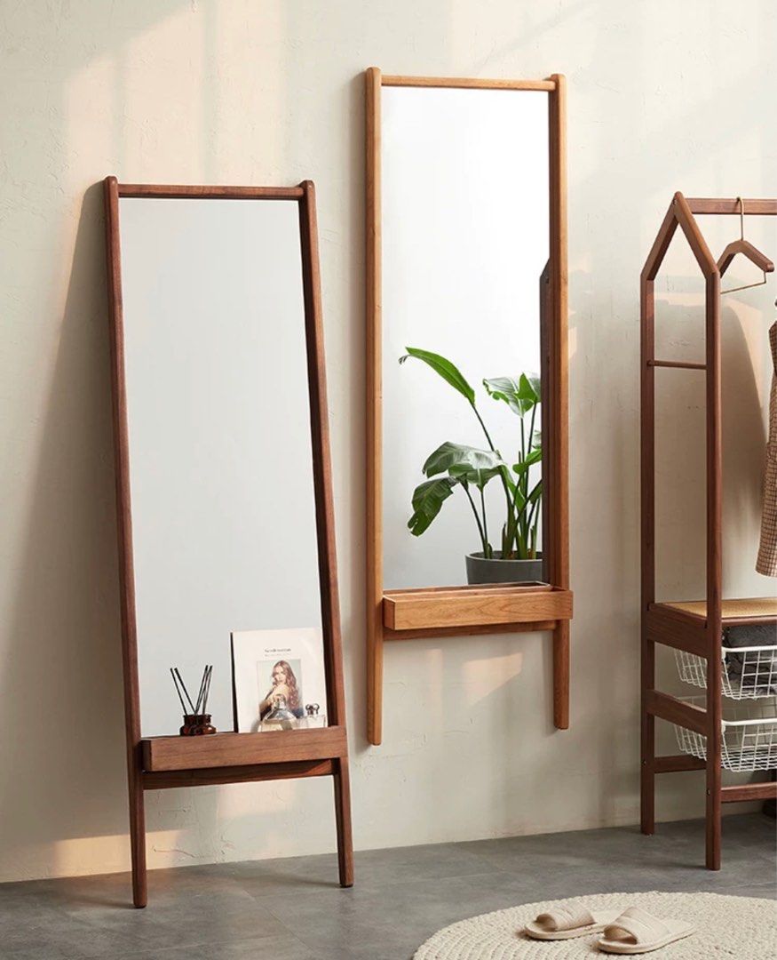 GRAM Solid Wood Standing Mirror Shelf, Furniture & Home Living, Home ...
