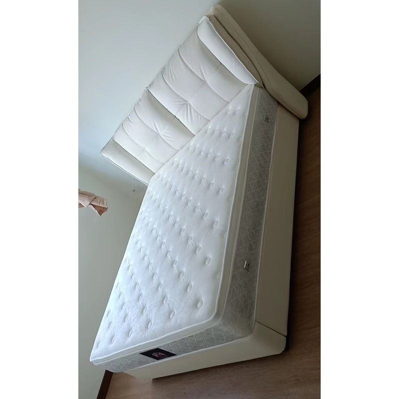 High Quality Bedframe Fishbone Wooden Slates Leather upholstered ...