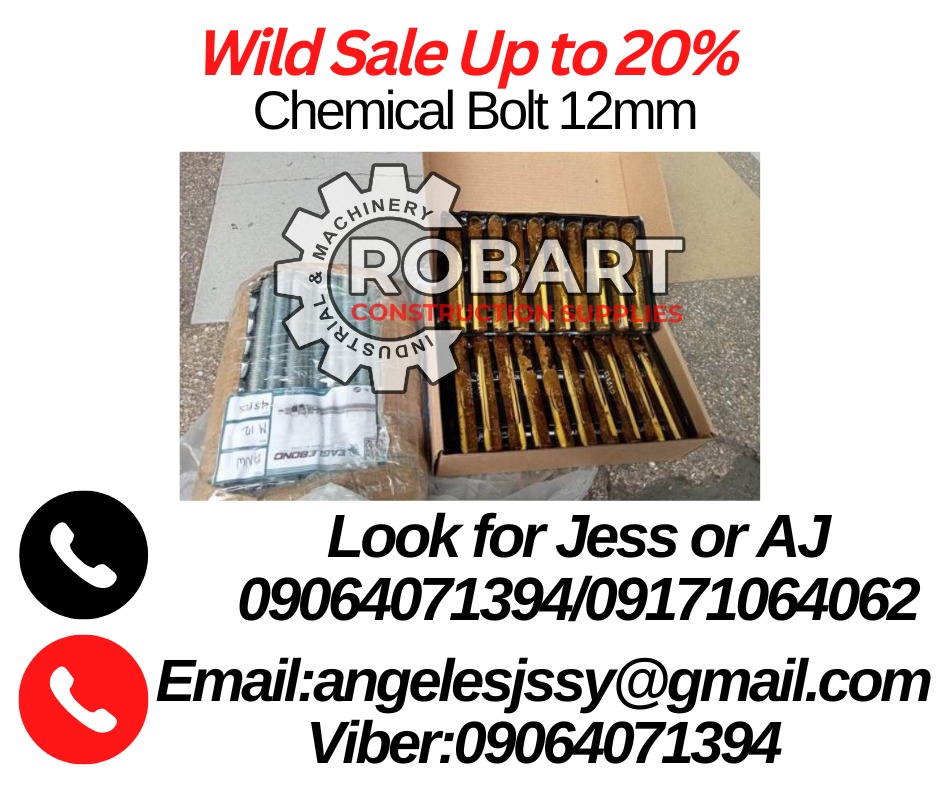 High strength chemical bolt 12mm, Commercial & Industrial, Construction ...