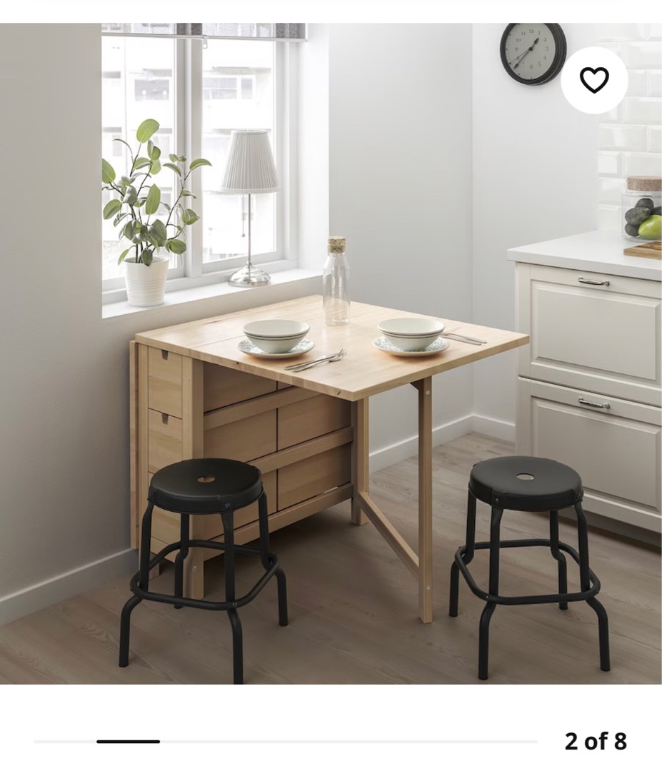 IKEA : LIKE NEW - NORDEN foldable table c/w dual-side drawers ...