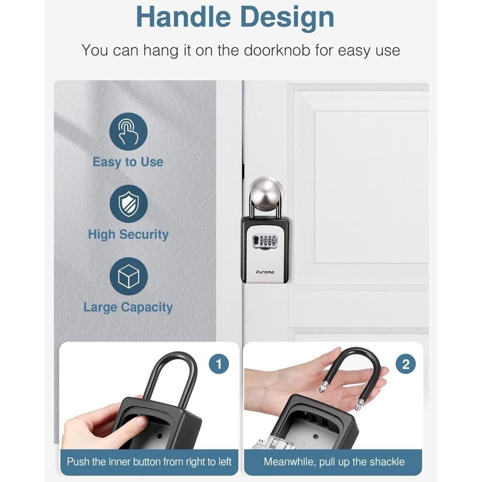 Key Storage Box with Key Hook/Wall Mounted 4 Digit Combination Padlock ...