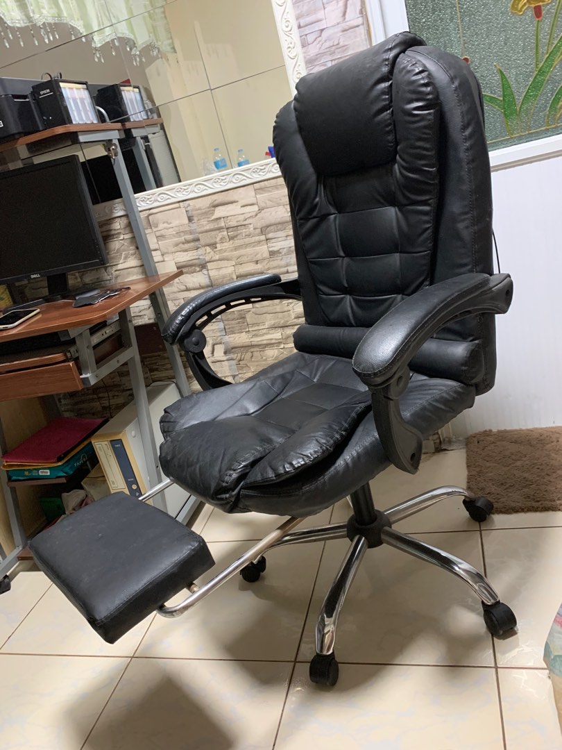 Leather Office Chair Reclining Massage Footrest On Carousell 4289