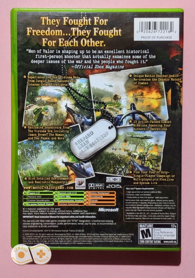 Men of Valor - [OG XBOX / Original XBOX Game] [NTSC / ENGLISH Language] [CIB / Complete In Box ...