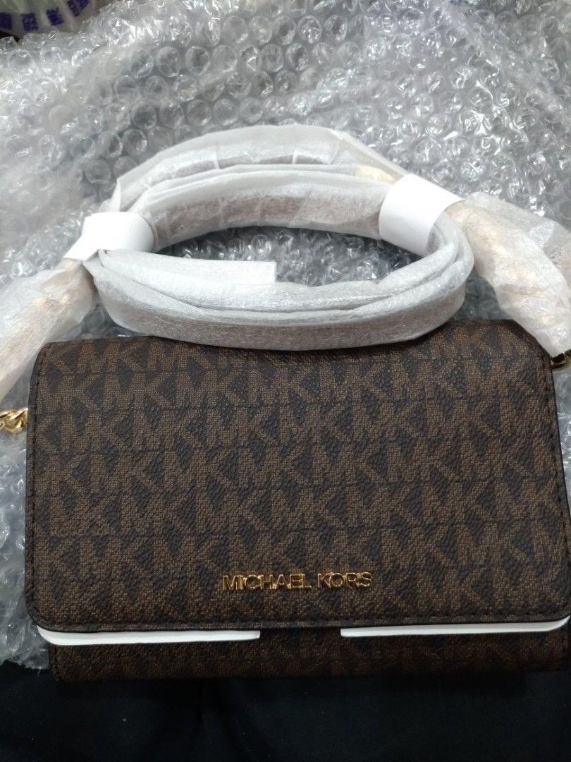 Michael Kors MK 滿版 WOC 單肩斜挎包 鏈條包 35F0GTVC8B 咖, 她的時尚, 包包、錢包, 肩背、側背包在旋轉拍賣