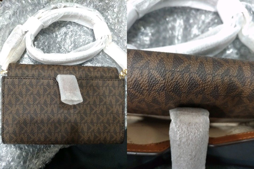 Michael Kors MK 滿版 WOC 單肩斜挎包 鏈條包 35F0GTVC8B 咖, 她的時尚, 包包、錢包, 肩背、側背包在旋轉拍賣