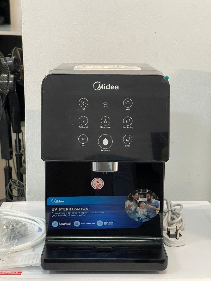 Midea JL1746T-BK Table Top One Touch Filter Water Purifier, 1.2L, Black ...