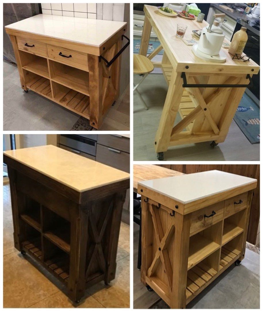 Customise Mobile Kitchen Pantry Side Counter Table Cabinet Island Bar ...