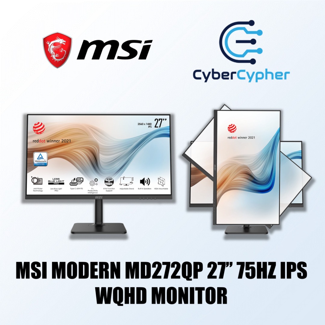 MSI MODERN MD272QP 27" 75HZ IPS WQHD MONITOR, Computers & Tech, Parts ...