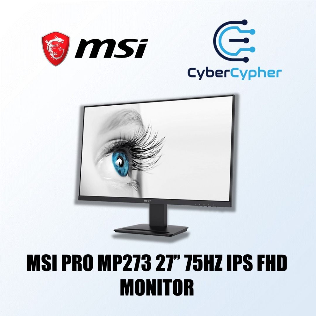 MSI PRO MP273 27" 75HZ IPS FHD MONITOR, Computers & Tech, Parts & Accessories, Monitor Screens ...