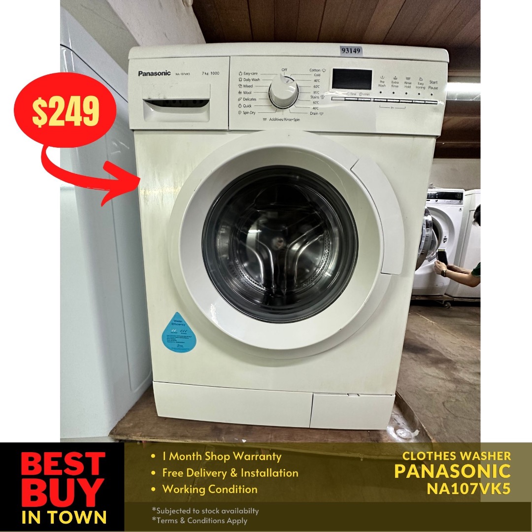 MUST BUY! PANASONIC 7KG Front-Loader Washing Machine NA-107VK5-1, TV & Home Appliances, Washing ...
