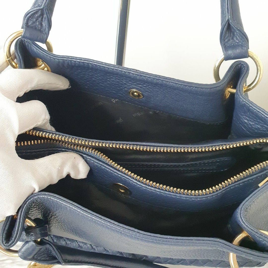 ORIGINAL PIERRE CARDIN 2 WAY BAG NAVY BLUE BAG GOLD HARDWARE BAG ...