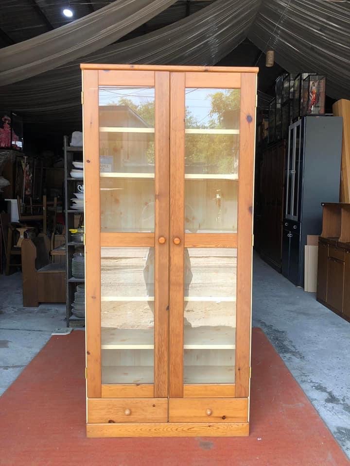 Pinewood display cabinet 32L x 15W x 70H inches Adjustable shelves In ...