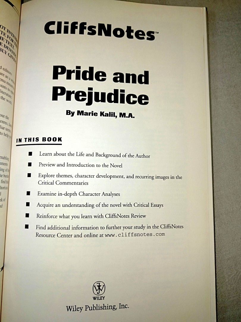 Pride and Prejudice CLIFF NOTES, Hobbies & Toys, Books & Magazines ...