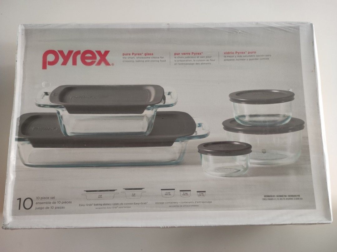 Pyrex 10 Piece Simply Store Food Storage Set, Clear Blue, Furniture ...