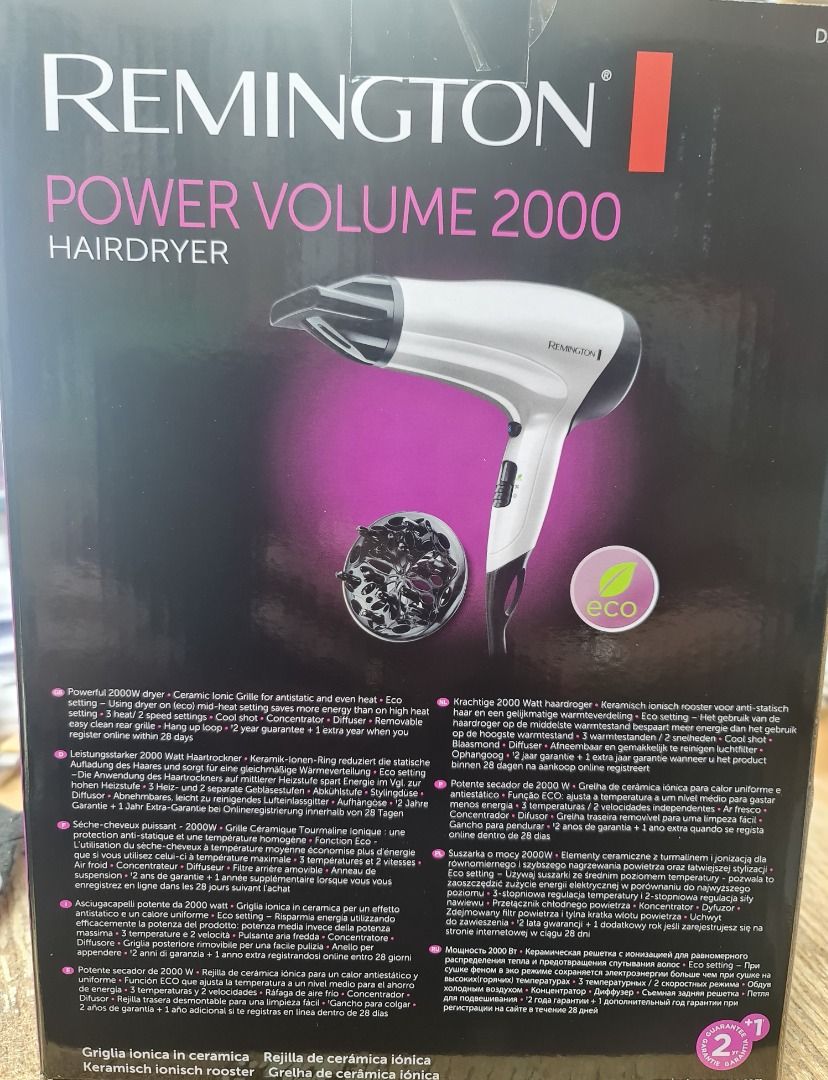 REMINGTON Ionic Hair Dryer Power Volume D3015 2000w, Beauty & Personal Care, Hair on Carousell