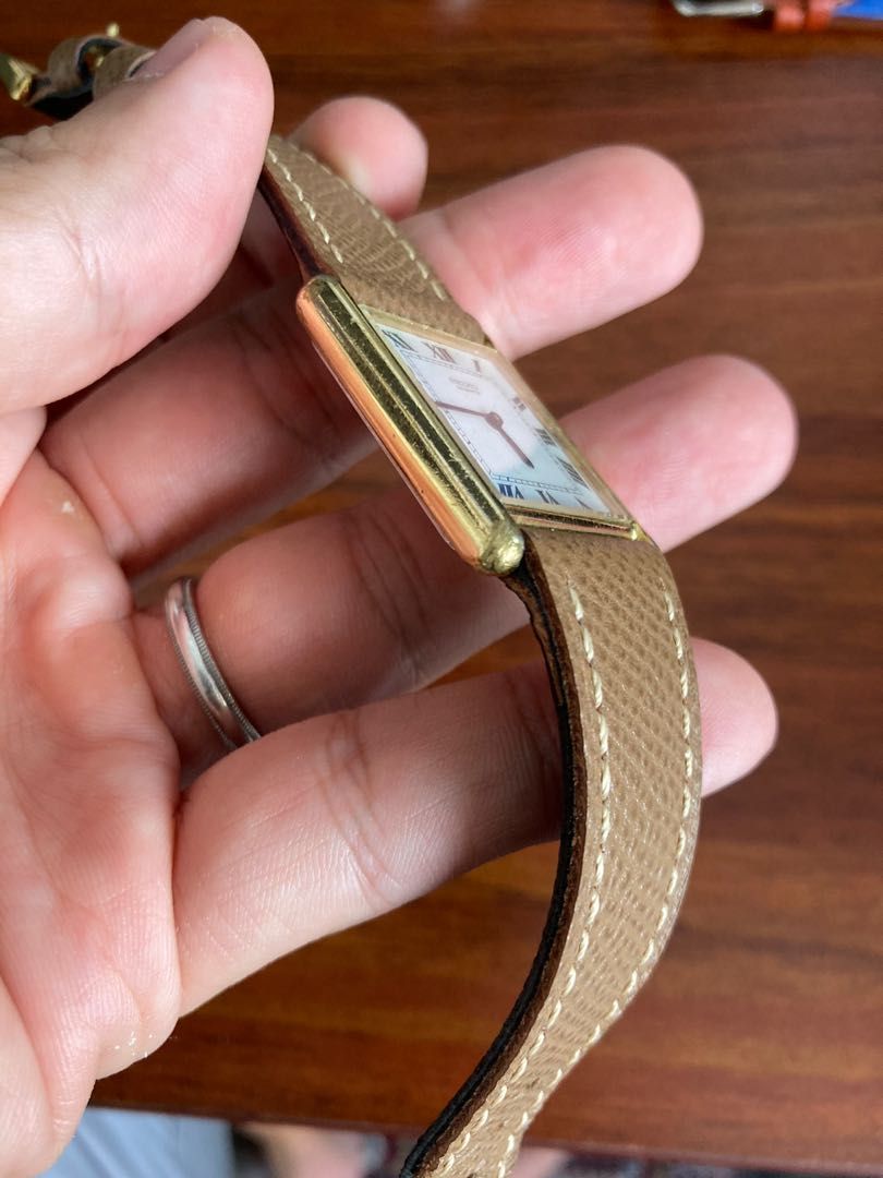 Seiko Cartier tank with epsom strap, Luxury, Watches on Carousell