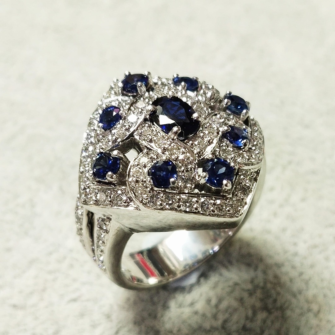 TP-NATURAL BLUE SAPPHIRE RING WITH DIAMOND BS9=1.5CARAT [CERTIFICATE ...