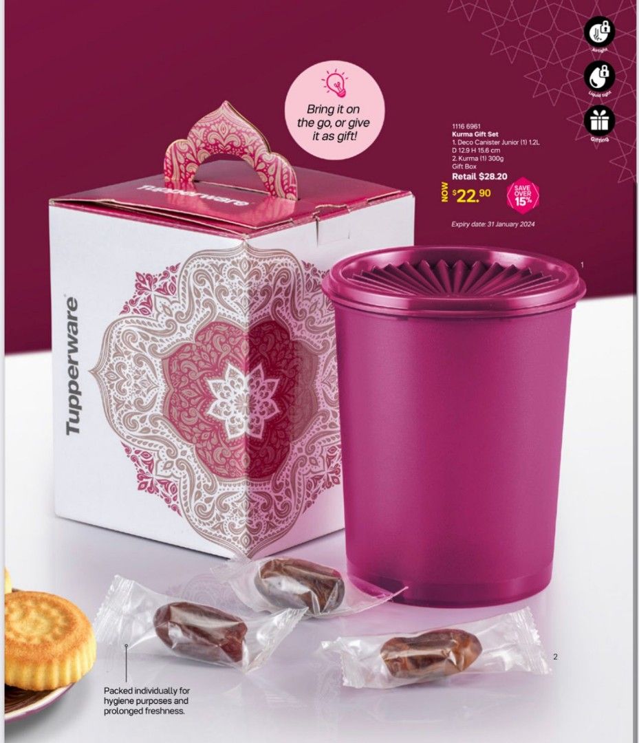 Tupperware Raya Kurma Gift Set, Food & Drinks, Local Eats on Carousell