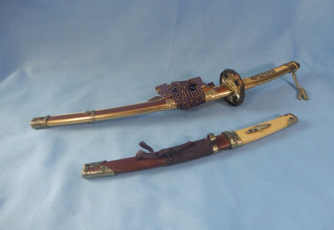 Vintage Japanese miniature samurai katana swords letter openers pair ...