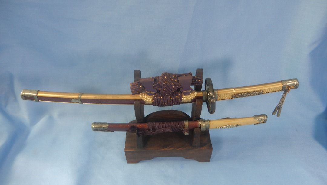 Vintage Japanese miniature samurai katana swords letter openers pair ...