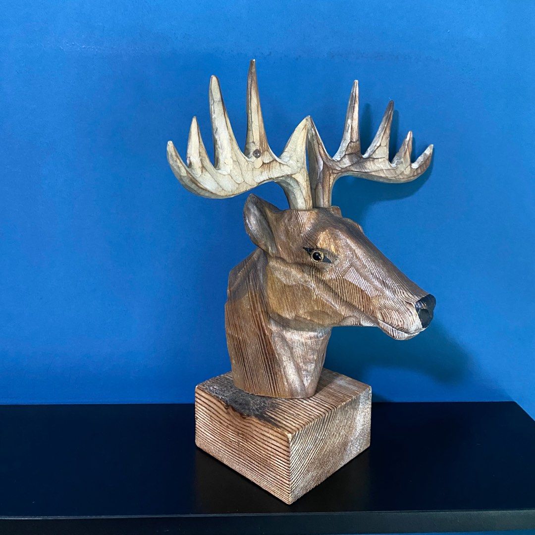 Wooden Mule Deer / Stag Display, Furniture & Home Living, Home Decor ...
