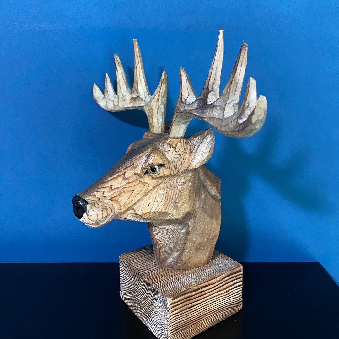 Wooden Mule Deer / Stag Display, Furniture & Home Living, Home Decor ...