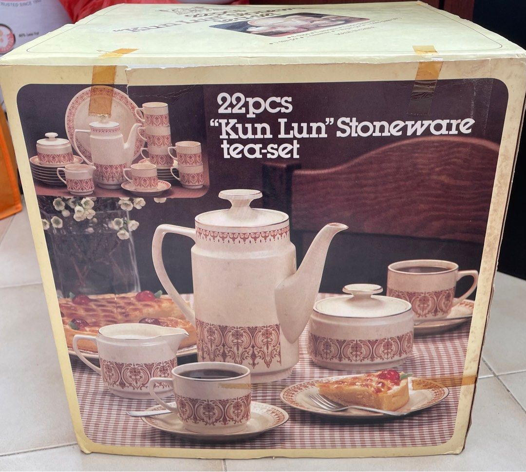 22 pcs Kun Lun Stoneware tea set, Furniture & Home Living, Kitchenware ...