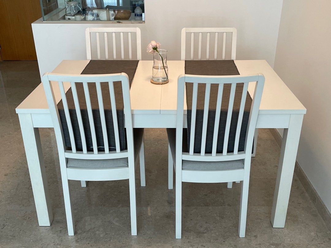 4 Seater (extendable) Dining Table With Chairs, Furniture & Home Living ...