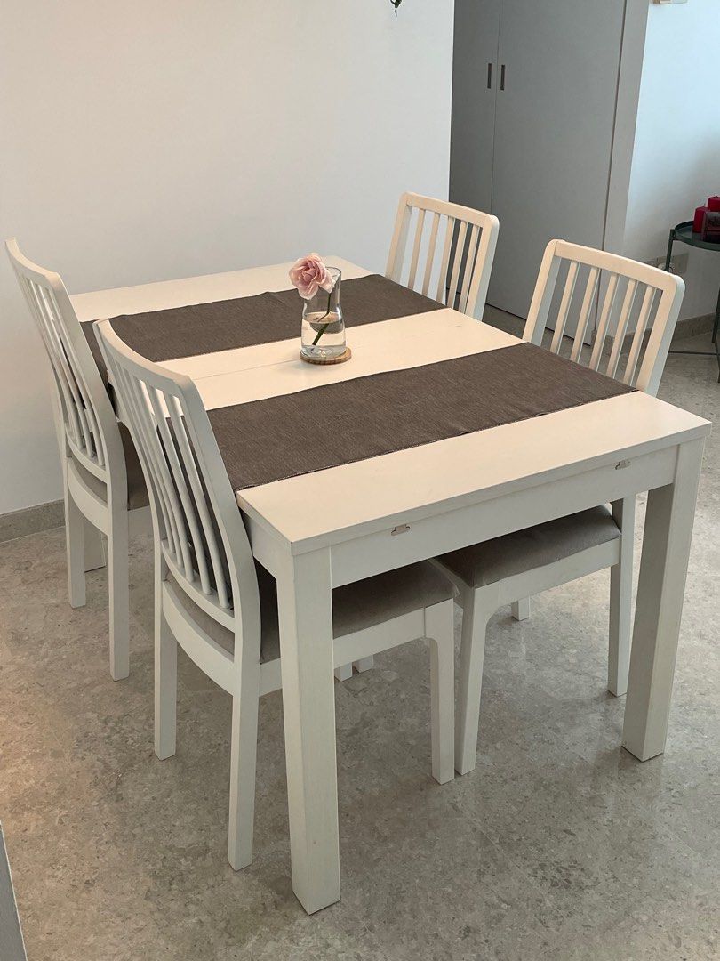 4 Seater (extendable) Dining Table With Chairs, Furniture & Home Living ...