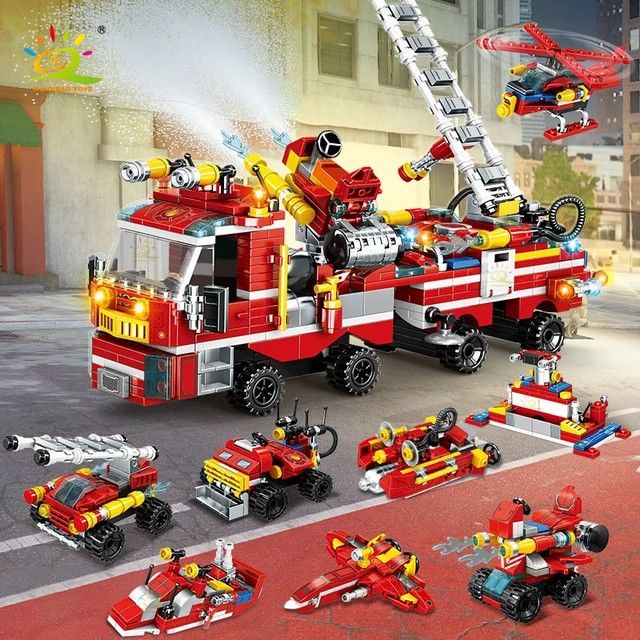 Lego like 8in1 Fire Fighting City with choppers building blocks set ...